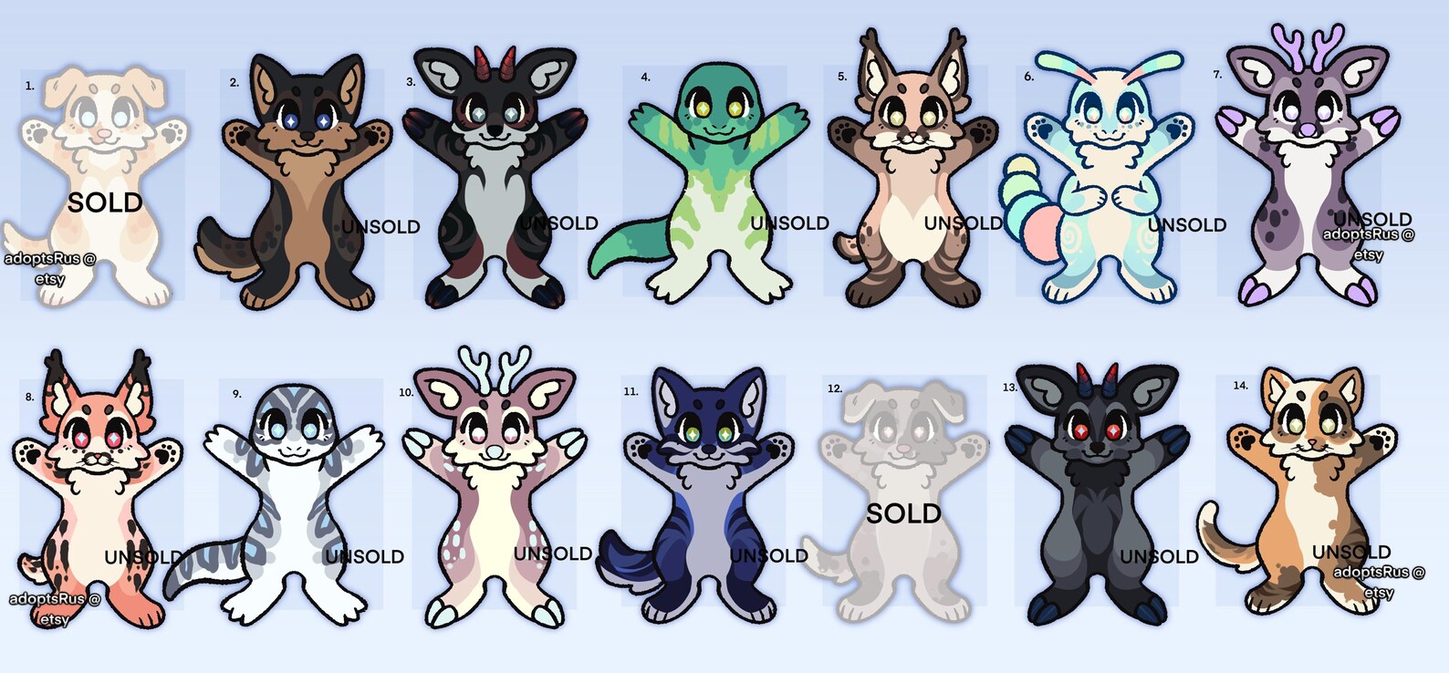 Cute Chibi Furry Adoptable Fox Dog Deer Lizard Cat Goat Caterpillar ...