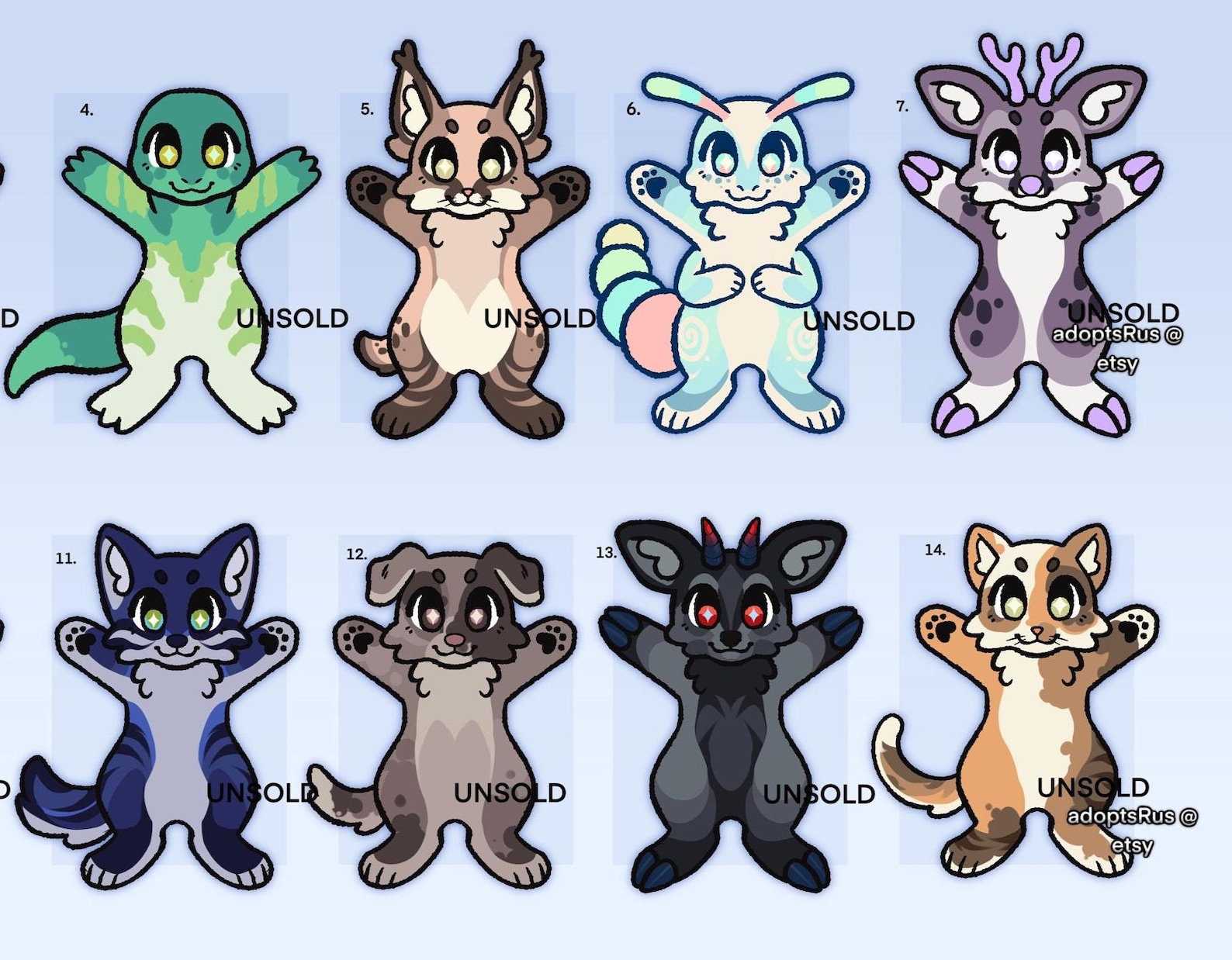 Cute Chibi Furry Adoptable Fox Dog Deer Lizard Cat Goat Caterpillar ...