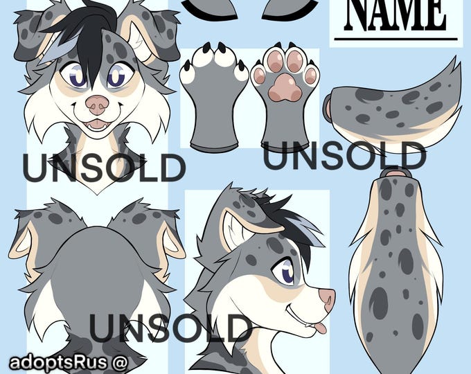 Cute Male Australian Shepherd Aussie Fursona Chibi Furry Canine Dog ...