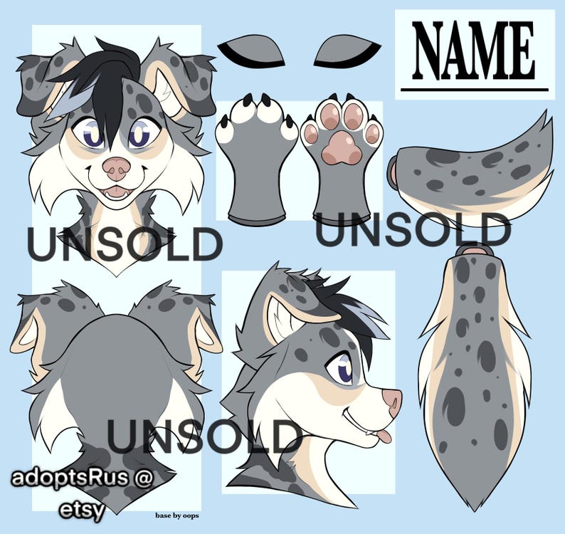 Cute Male Australian Shepherd Aussie Fursona Chibi Furry Canine Dog ...