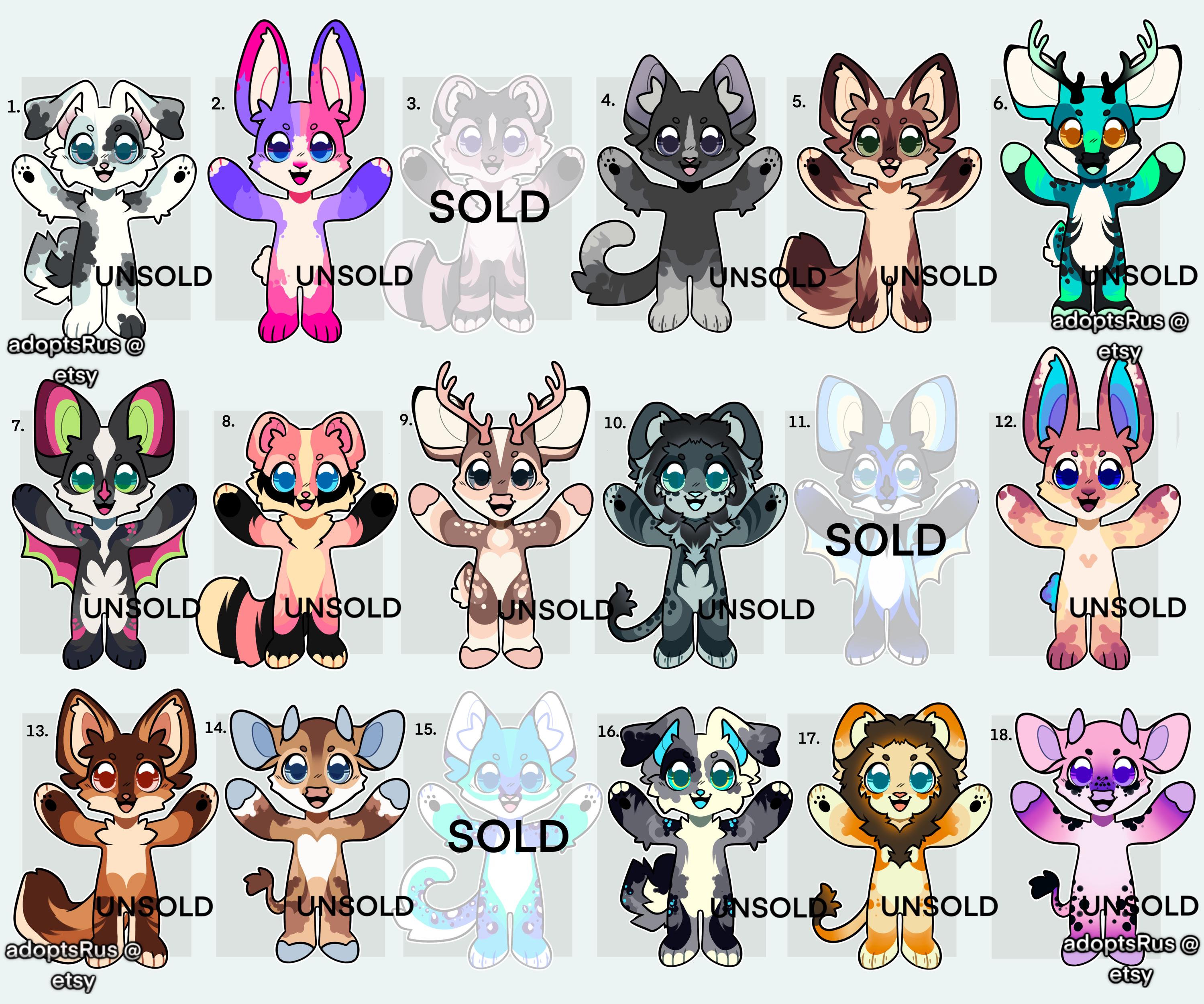 Cute Chibi Furry Adoptable Fox Dog Deer Cow Cat Fox Bunny Lion Raccoon ...