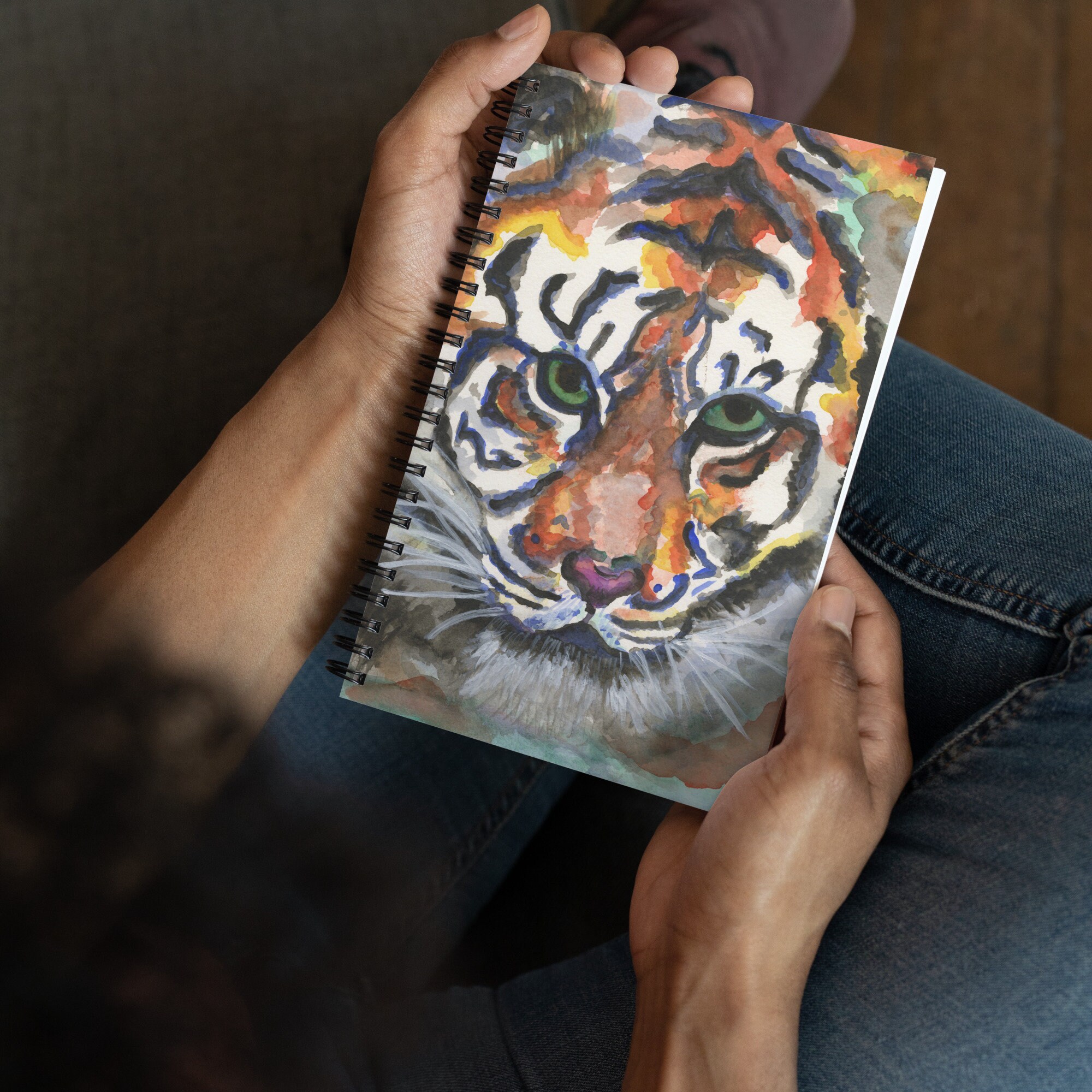 Tiger Spiral Notebook With Dotted Pages, Pretty Colorful Animal Journal ...