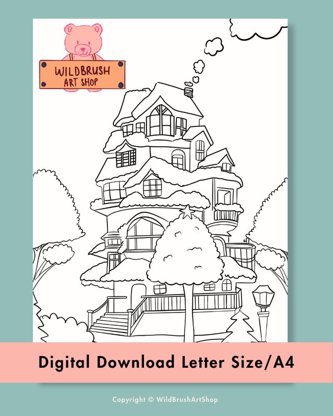Cottage Colouring Page Cozy Colouring Pages Digital Download Cozy ...