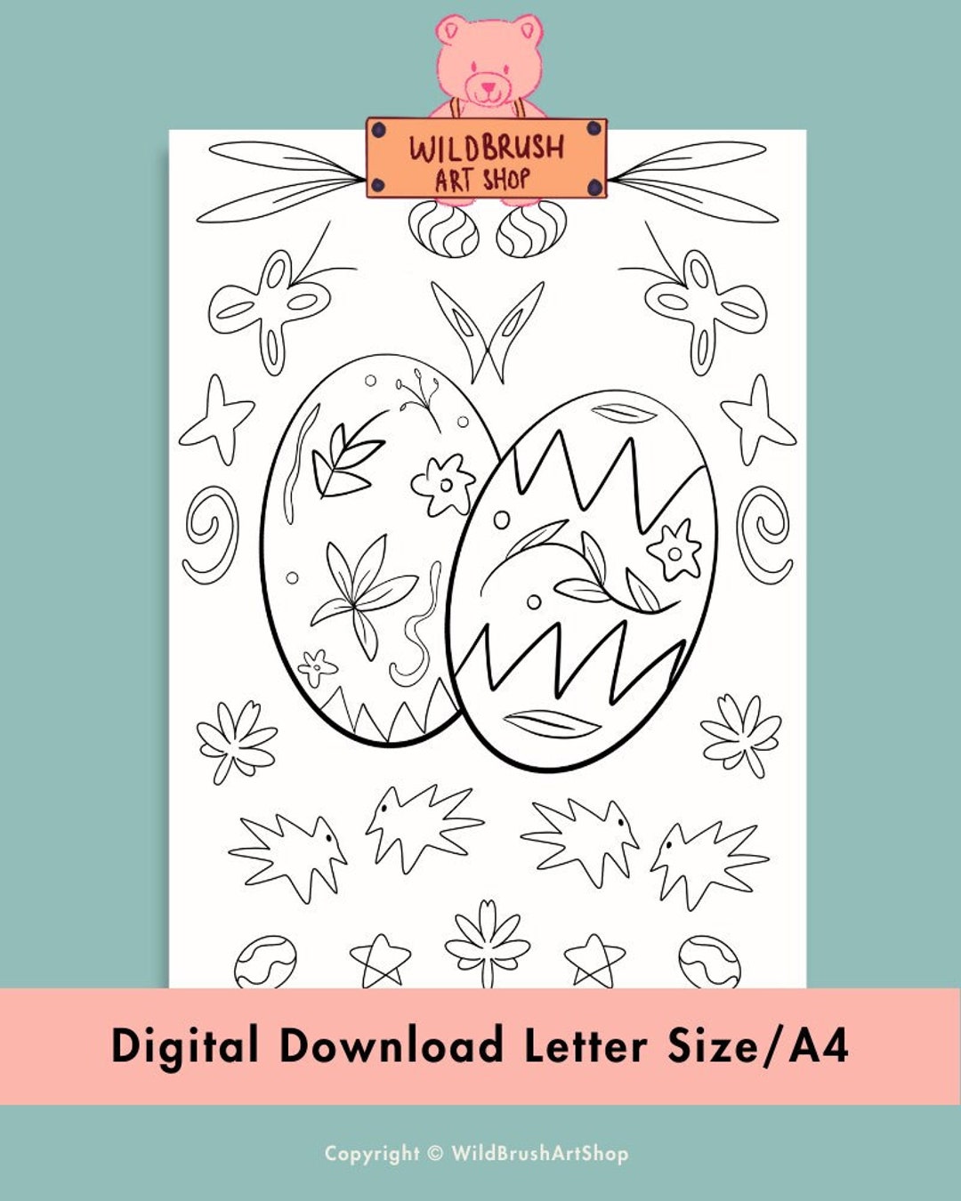 Easter Egg Coloring Page: Fun Family Activity (printable Digital ...