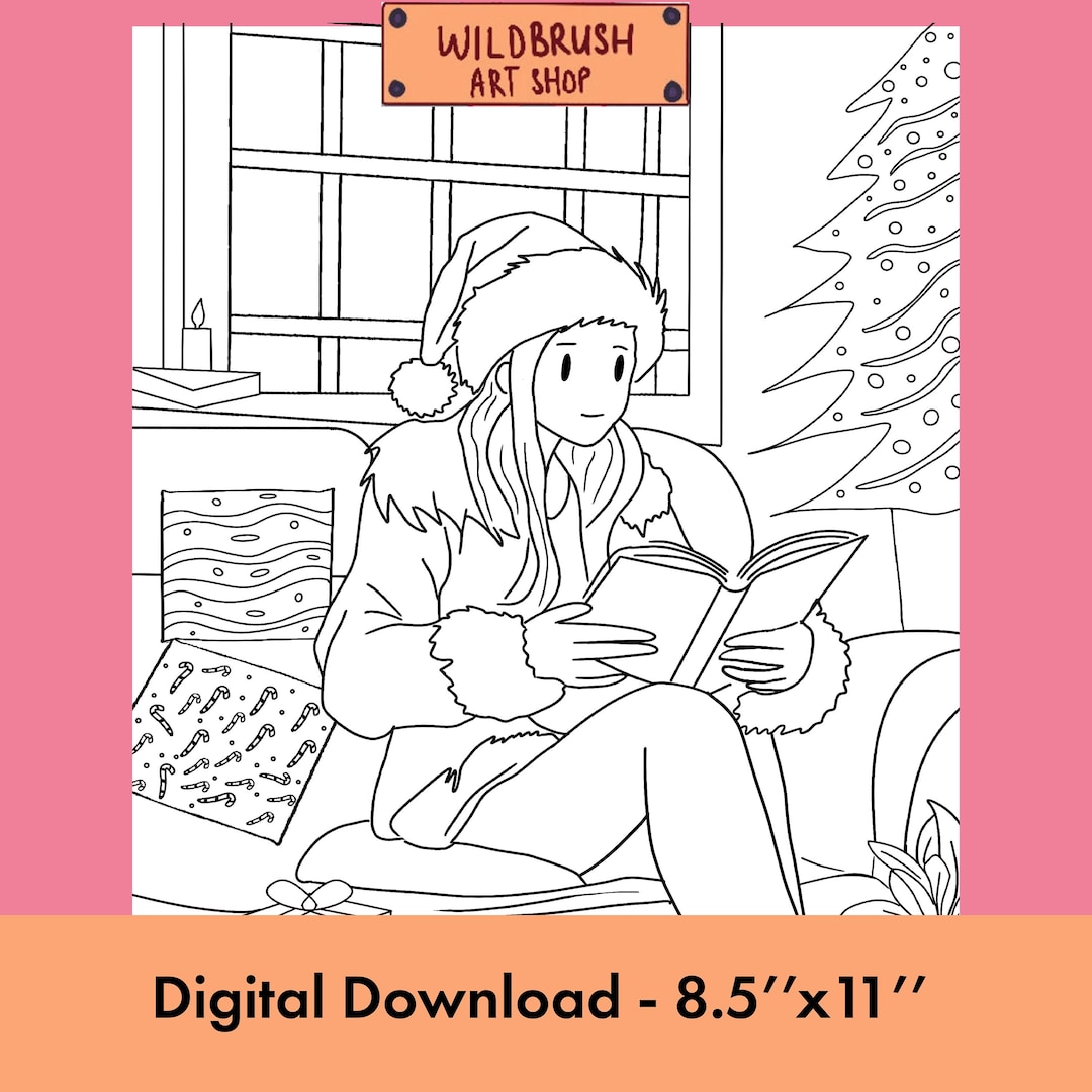 Cozy Christmas Colouring Page Printable Colouring Pages - Etsy