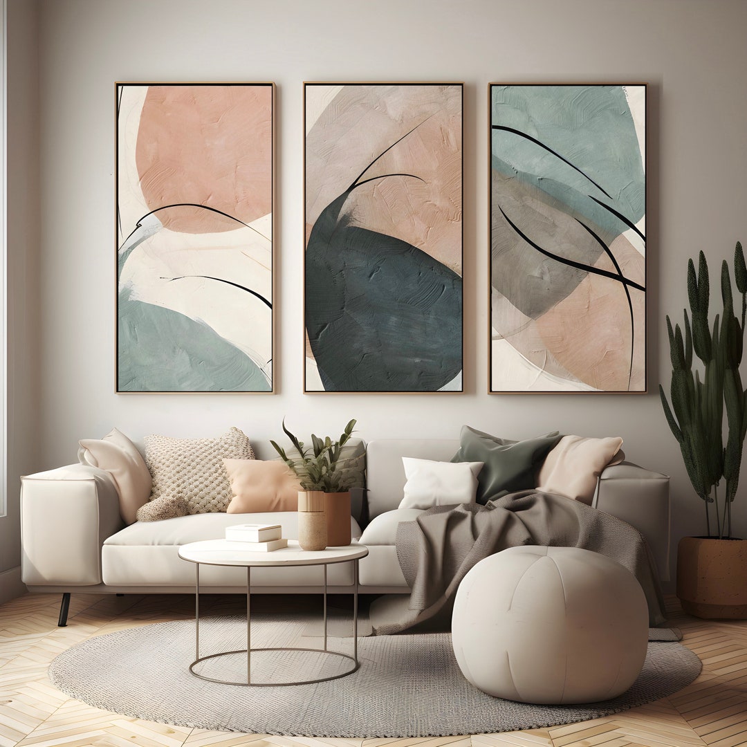 Set of 3 Abstract Print, Pastel Gallery Wall Set, Contemporary Print ...