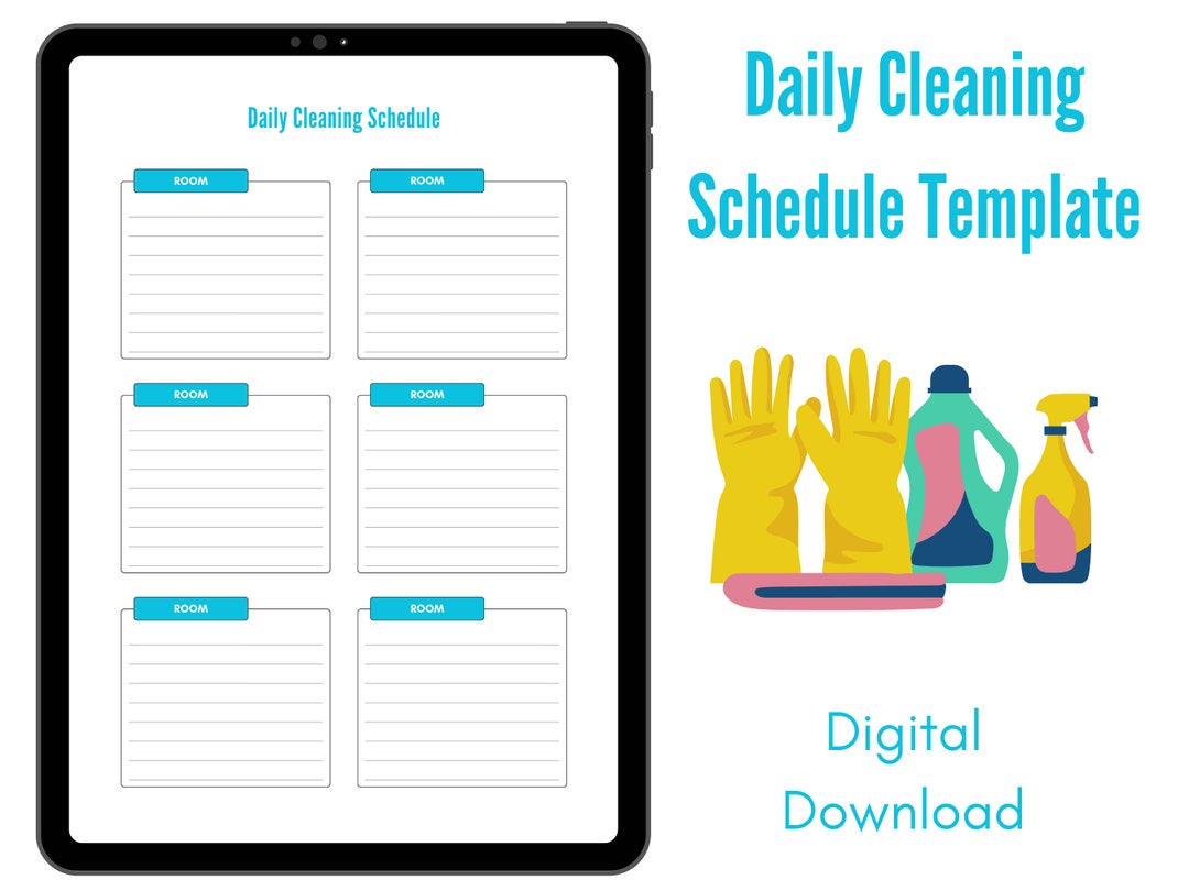 Daily Cleaning Schedule Template, Weekly Cleaning List, ADHD Cleaning ...