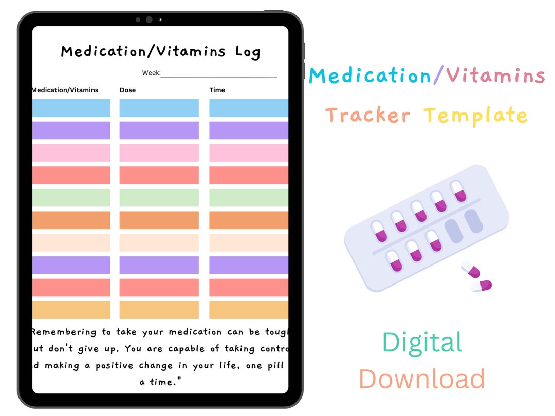Medication/vitamins Log Template, Medication Tracker, Medication ...