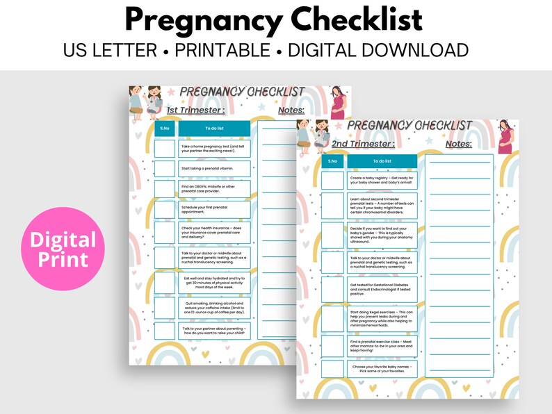 Pregnancy Checklist, Pregnancy Digital Planner, Mom to Be Checklist ...