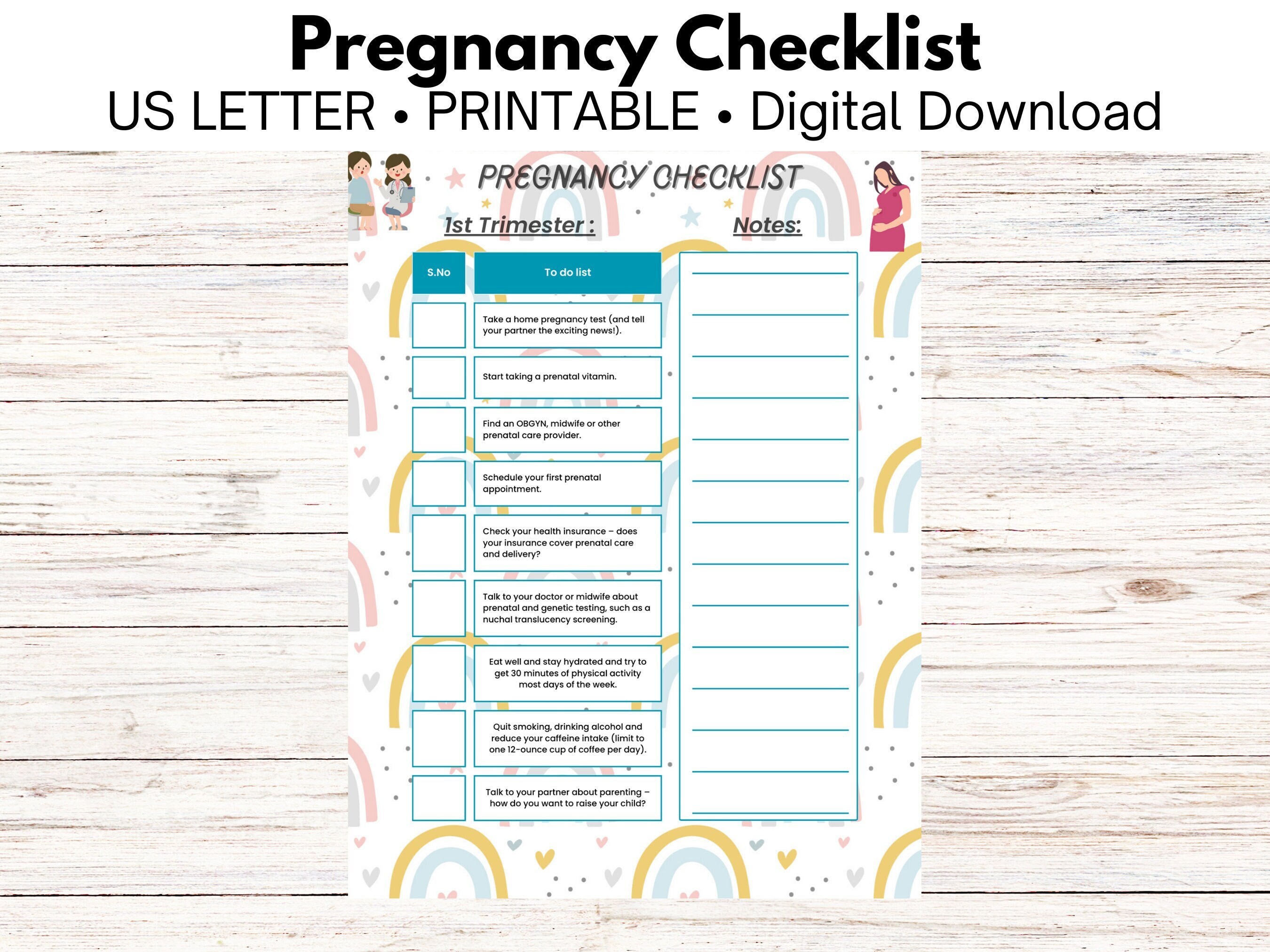 Pregnancy Checklist, Pregnancy Digital Planner, Mom to Be Checklist ...