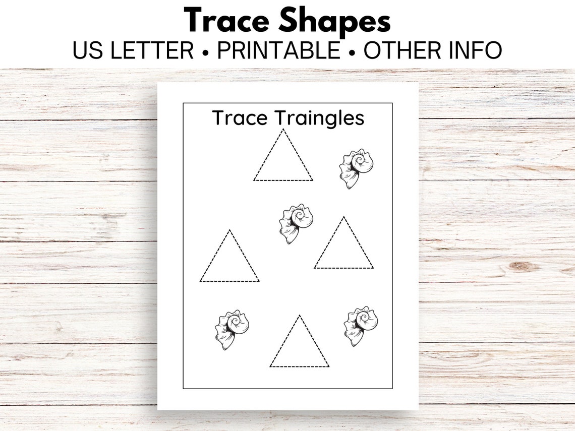 Learn Shapes, Tracing Worksheet, Pre-k Toddler Learning - Etsy