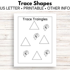 Learn Shapes, Tracing Worksheet, Pre-k Toddler Learning - Etsy