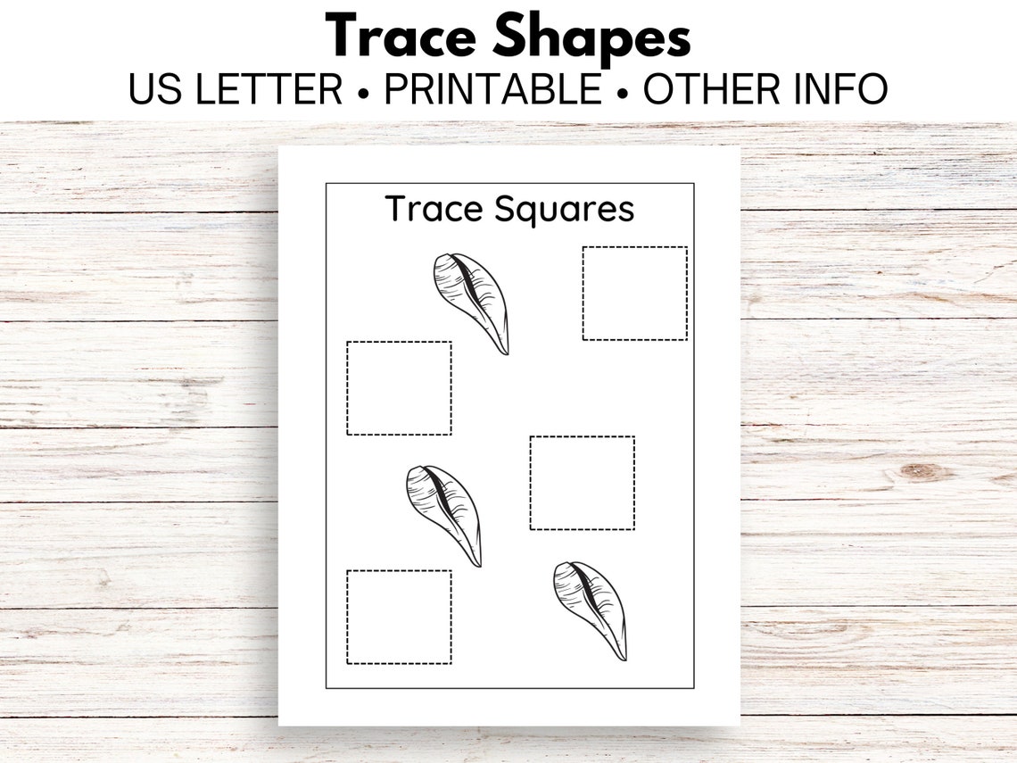 Learn Shapes, Tracing Worksheet, Pre-k Toddler Learning - Etsy