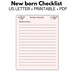 Newborn Checklist New Baby Essentials Planner Printable New Baby ...