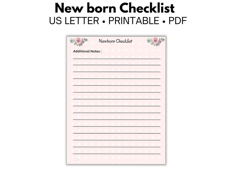 Newborn Checklist New Baby Essentials Planner Printable New Baby ...