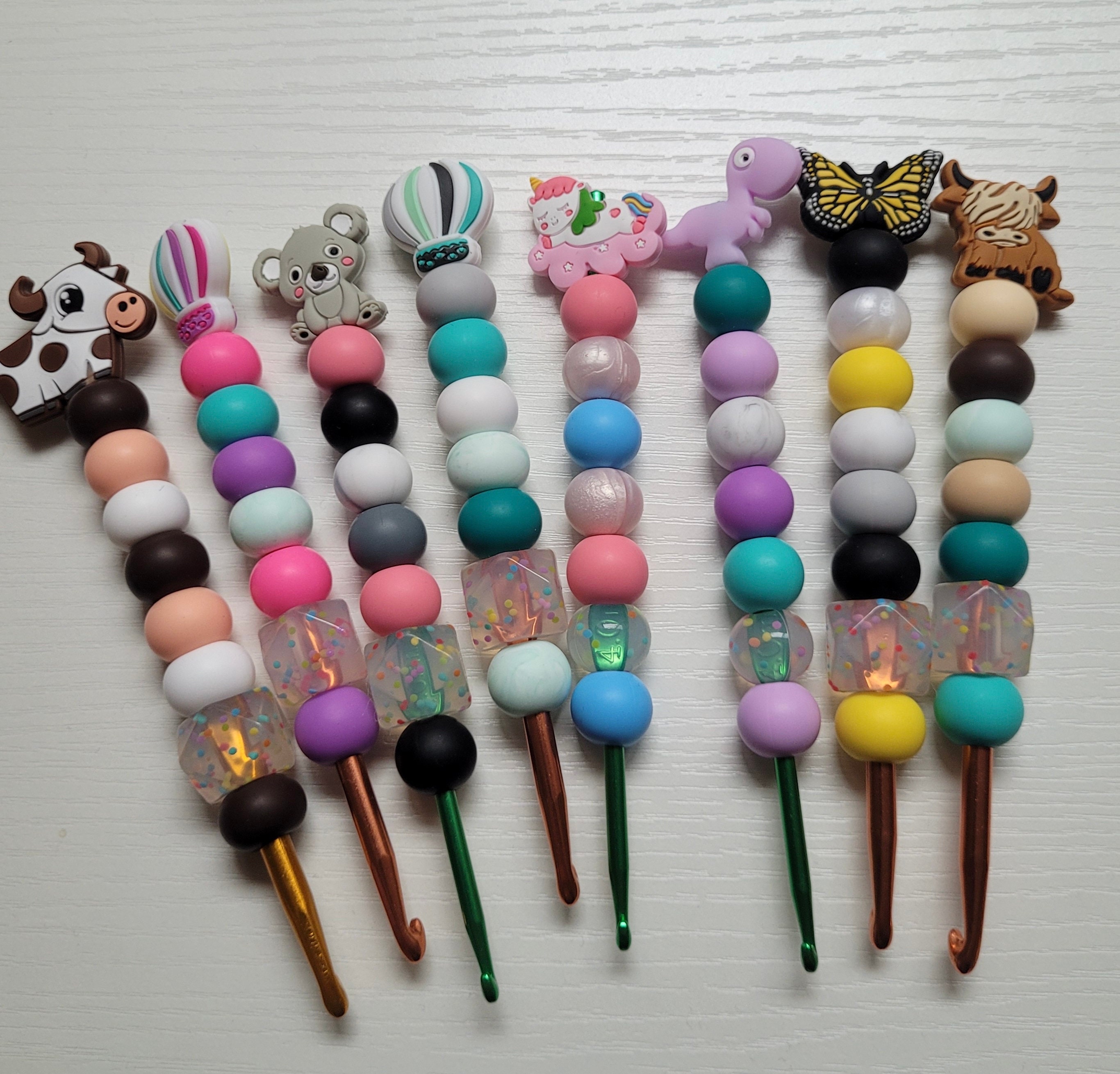 Crochet Hooks Silicone Beads Ergonomic | Animal Focal Bead Toppers ...
