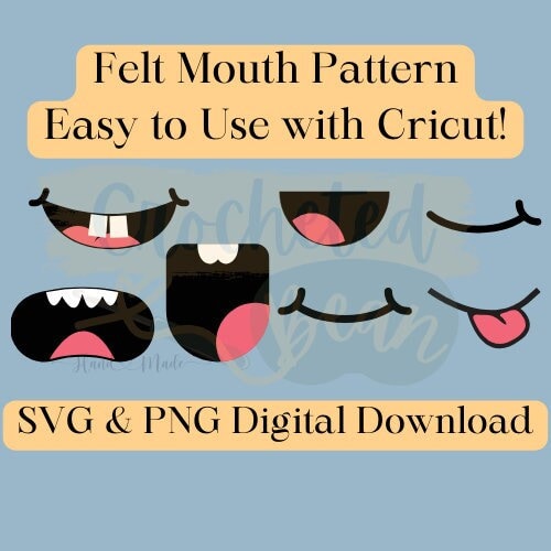 Mixed Mouth Patterns for Amigurumi Felt Mouths SVG & PNG Digital ...