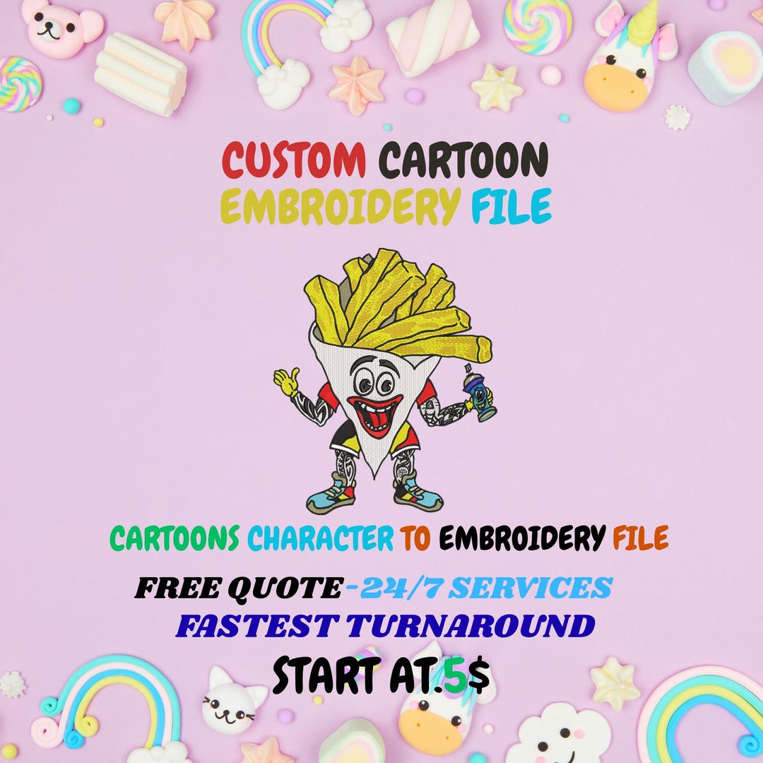Cartoon Images to Embroidery Digitize File | Anime Machine-ready File ...