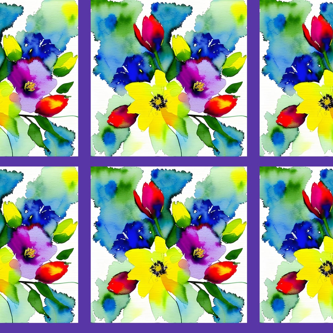 Multi-color Flower Print, Multi-color Flower Pattern - SVG, PNG ...