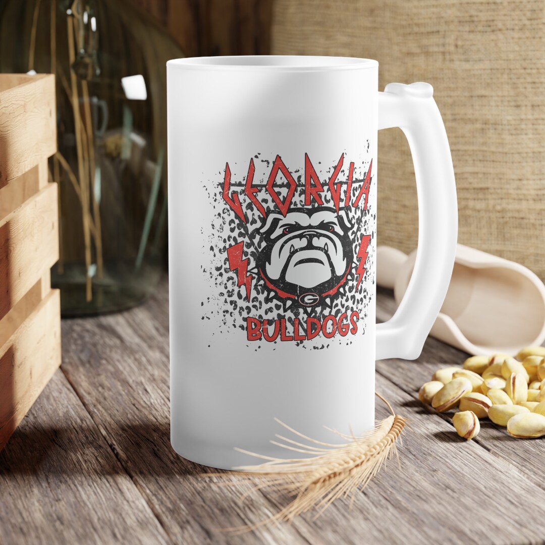 UGA Bulldog Themed Preppy College Frosted Glass Beer Mug - Etsy