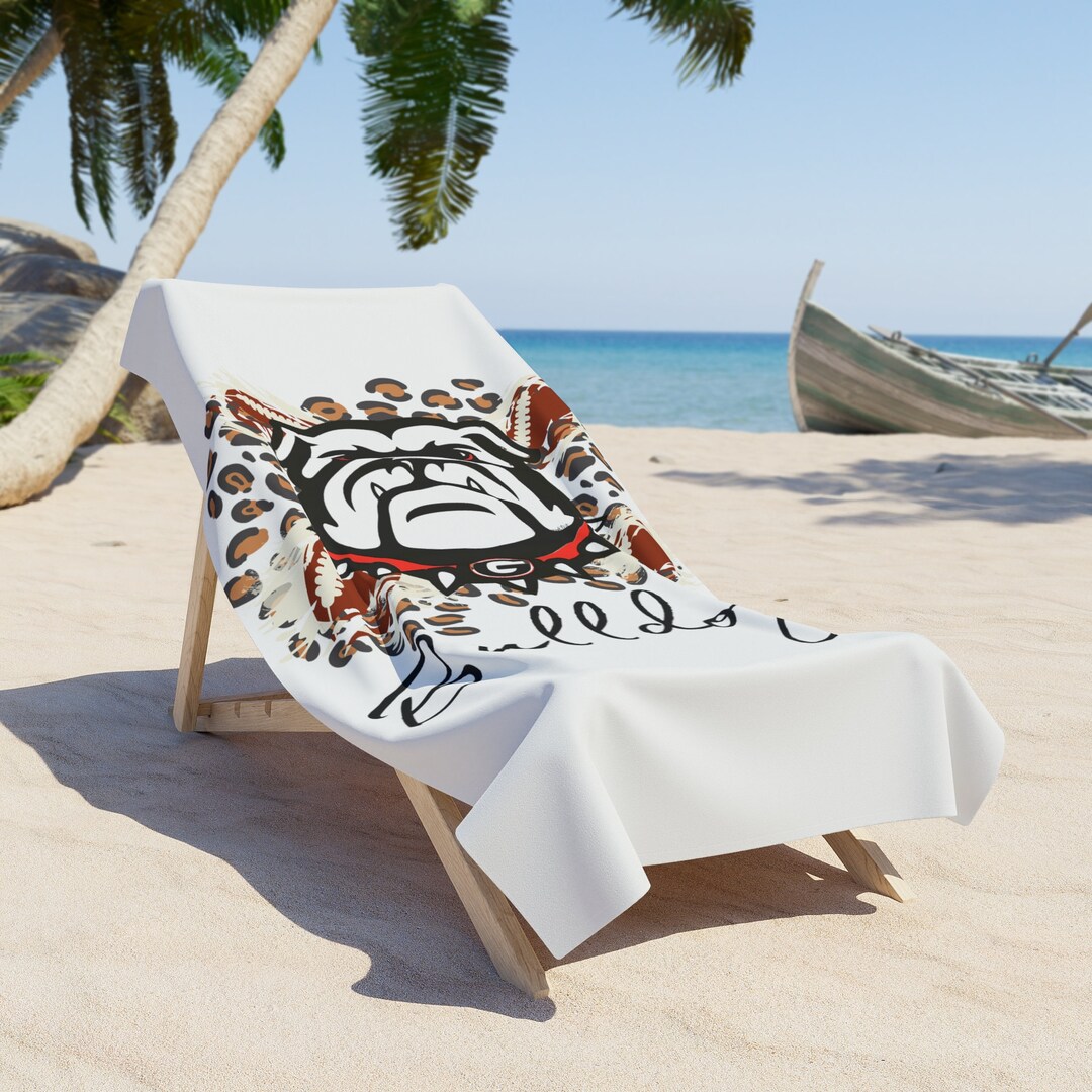 UGA, Bulldog Themed Beach Towel - Etsy