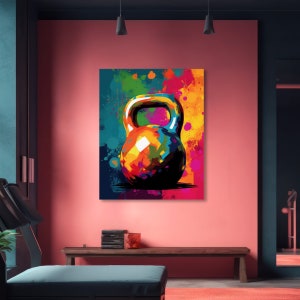 Gym Artwork of a Kettlebell in Pop Art Vibrant Style, Fitness ...