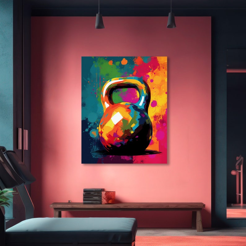Gym Artwork of a Kettlebell in Pop Art Vibrant Style, Fitness ...