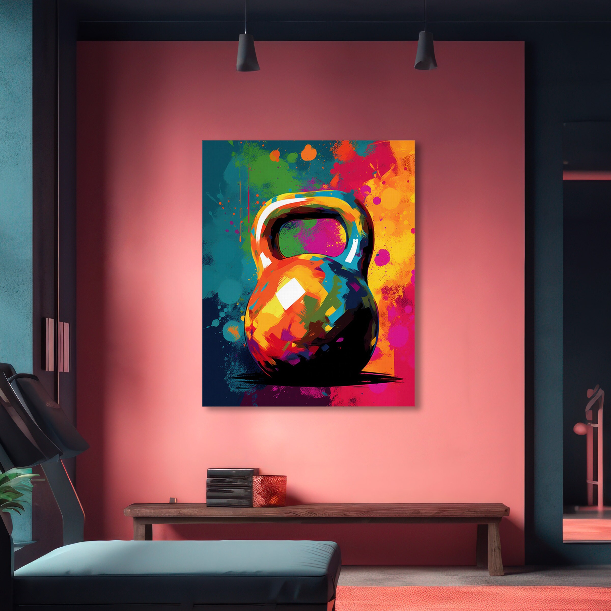Gym Artwork of a Kettlebell in Pop Art Vibrant Style, Fitness ...