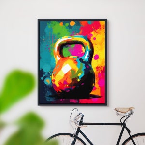 Gym Artwork of a Kettlebell in Pop Art Vibrant Style, Fitness ...