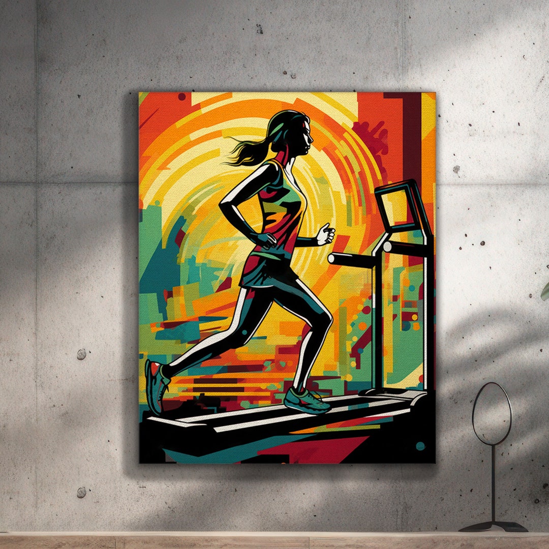 Running Art Gym Wall Art Motivational Poster Treadmill Pop Art Fitness ...