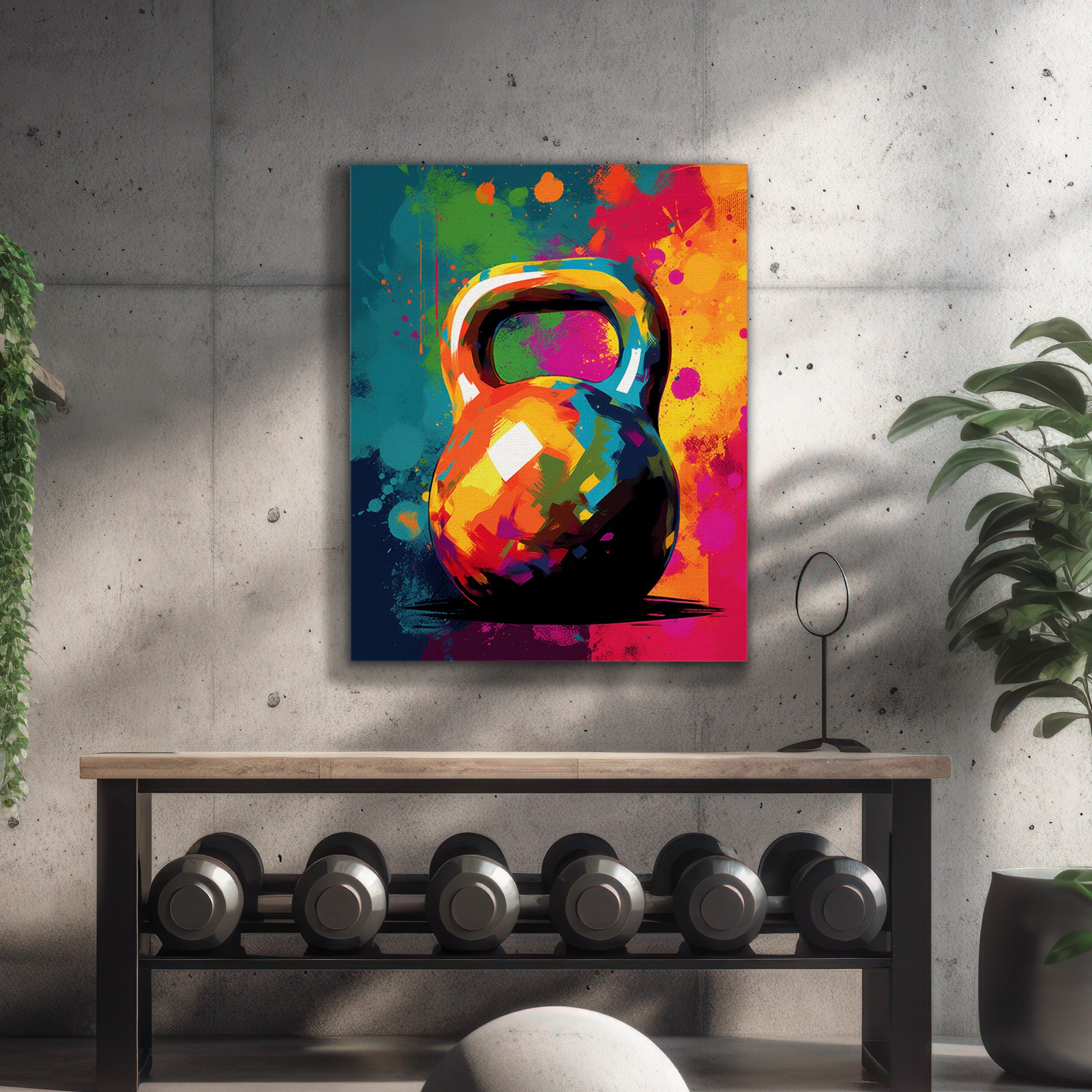 Gym Artwork of a Kettlebell in Pop Art Vibrant Style, Fitness ...