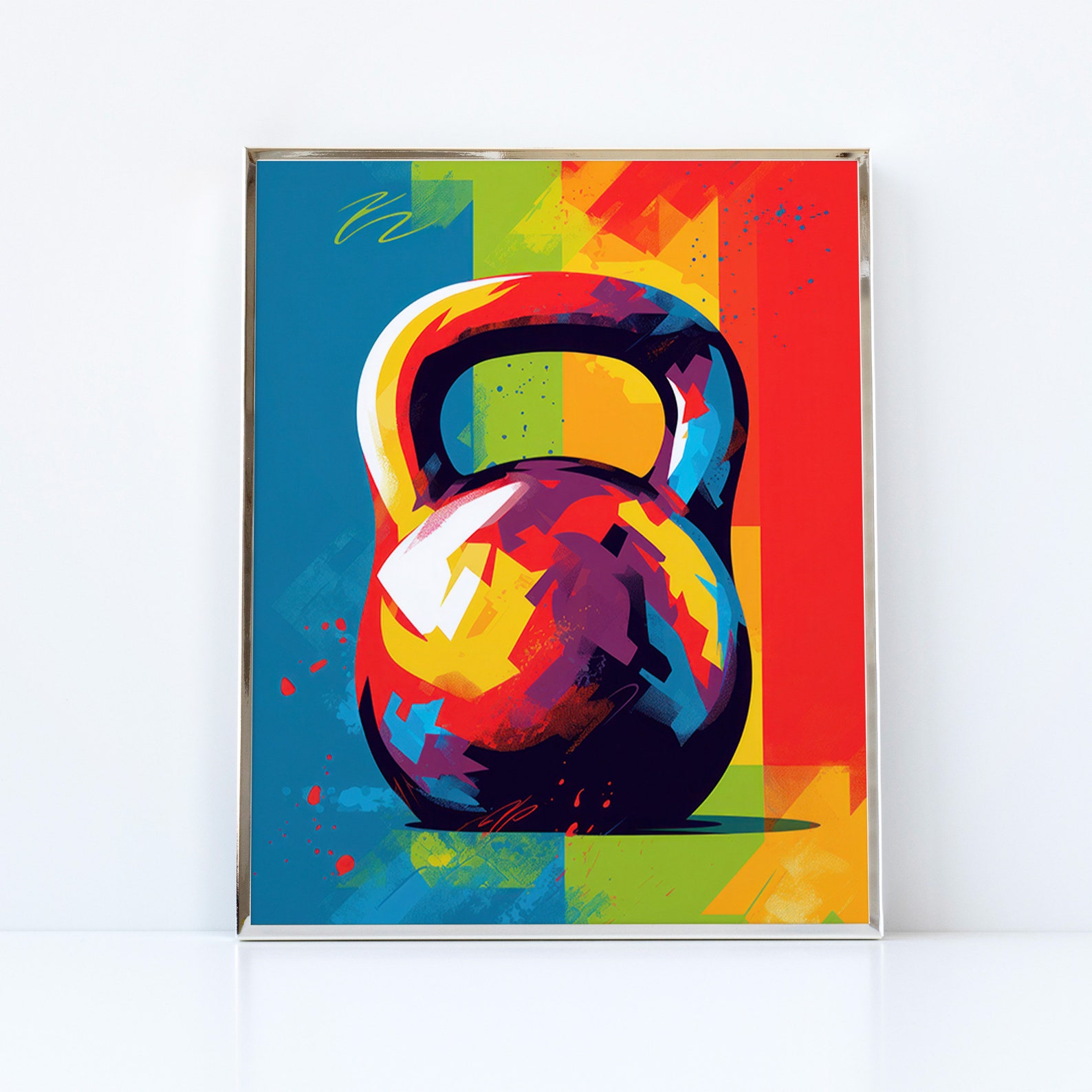 Gym Artwork Set of 2 Dumbbell & Kettlebell Colorful Pop Art - Etsy