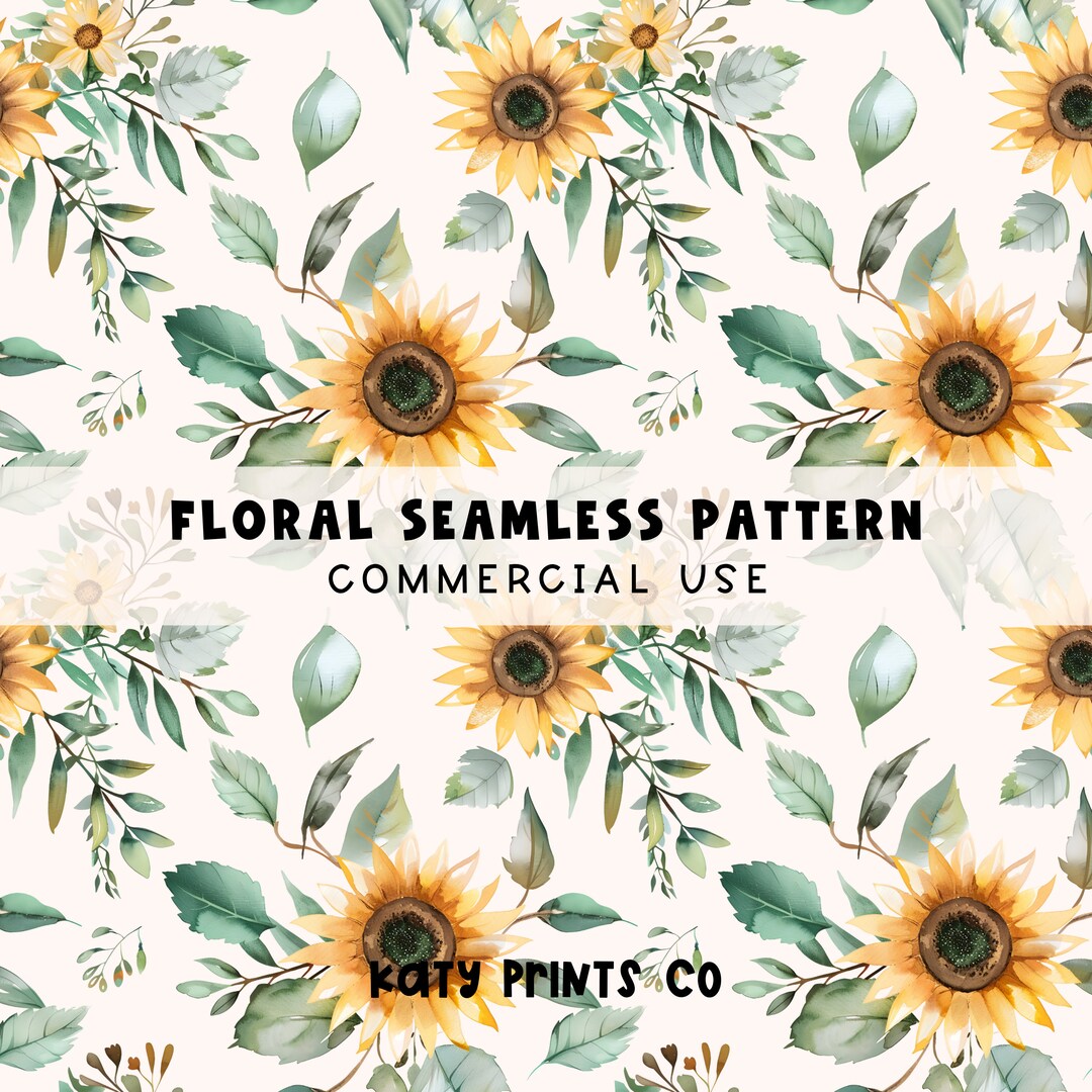 Sunflower Digital Paper, Watercolor Sunflower, Seamless Pattern - Etsy
