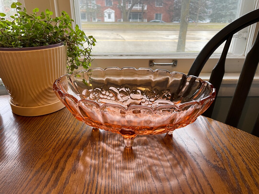 Vintage Indiana Glass - Harvest Grape Pattern - Oval Footed Centerpiece ...