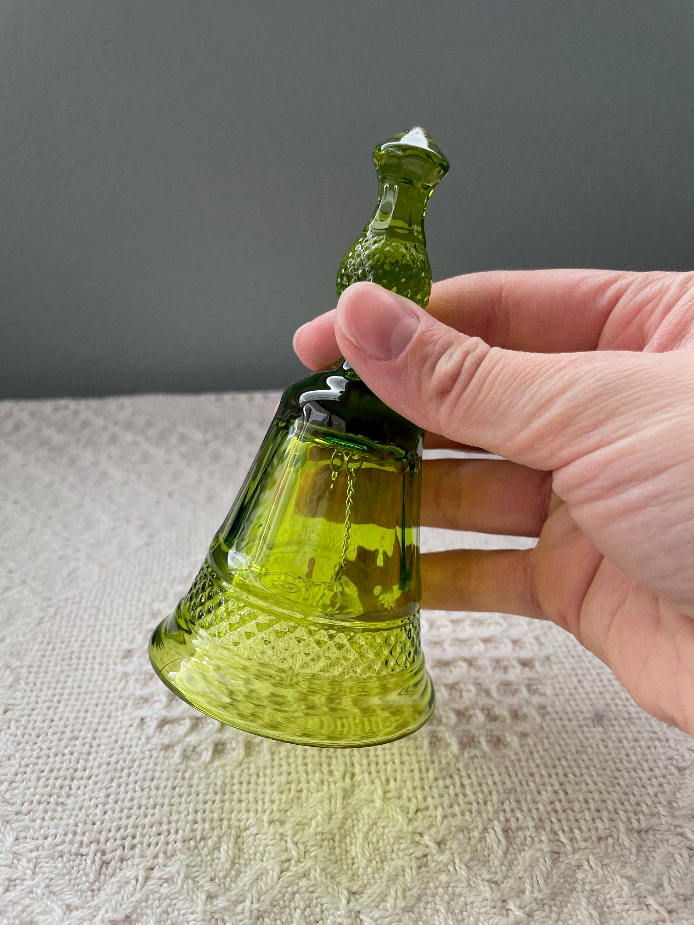 Vintage Viking Green Glass Bell - Etsy