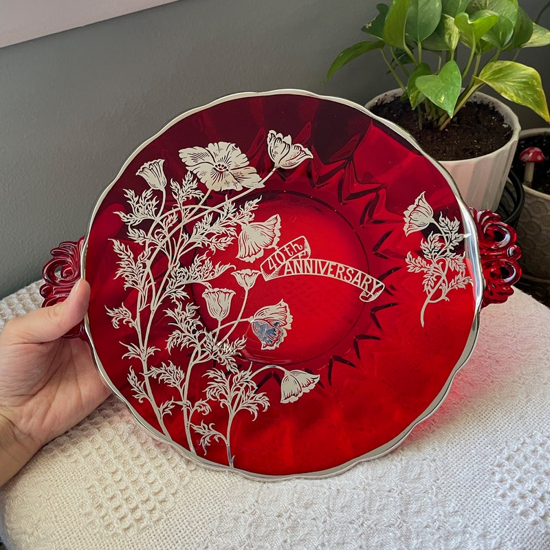 Ruby Glass Platter - Etsy