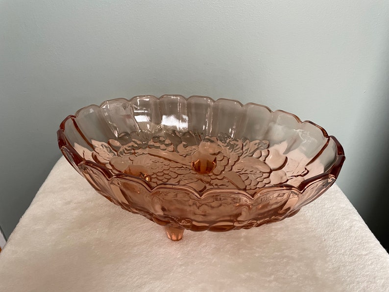Vintage Indiana Glass Harvest Grape Pattern Oval Footed - Etsy