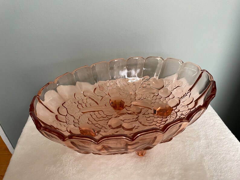 Vintage Indiana Glass Harvest Grape Pattern Oval Footed - Etsy