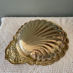 Large Vintage Brass Shell Bowl/dish - Etsy