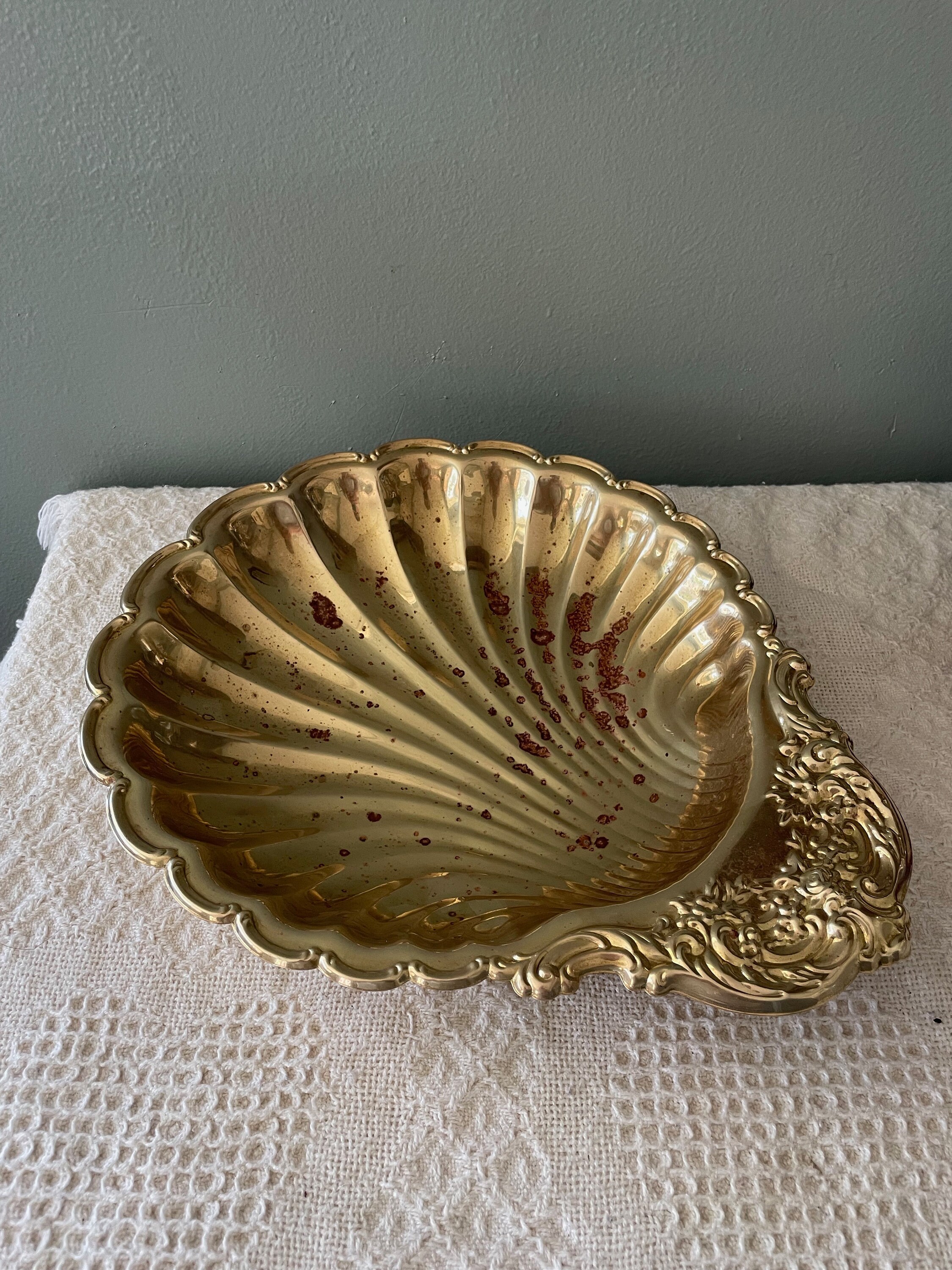 Large Vintage Brass Shell Bowl/dish - Etsy