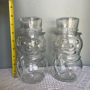 Set of Vintage Libbey Glass Snowman Jars - Set of 2 - Etsy
