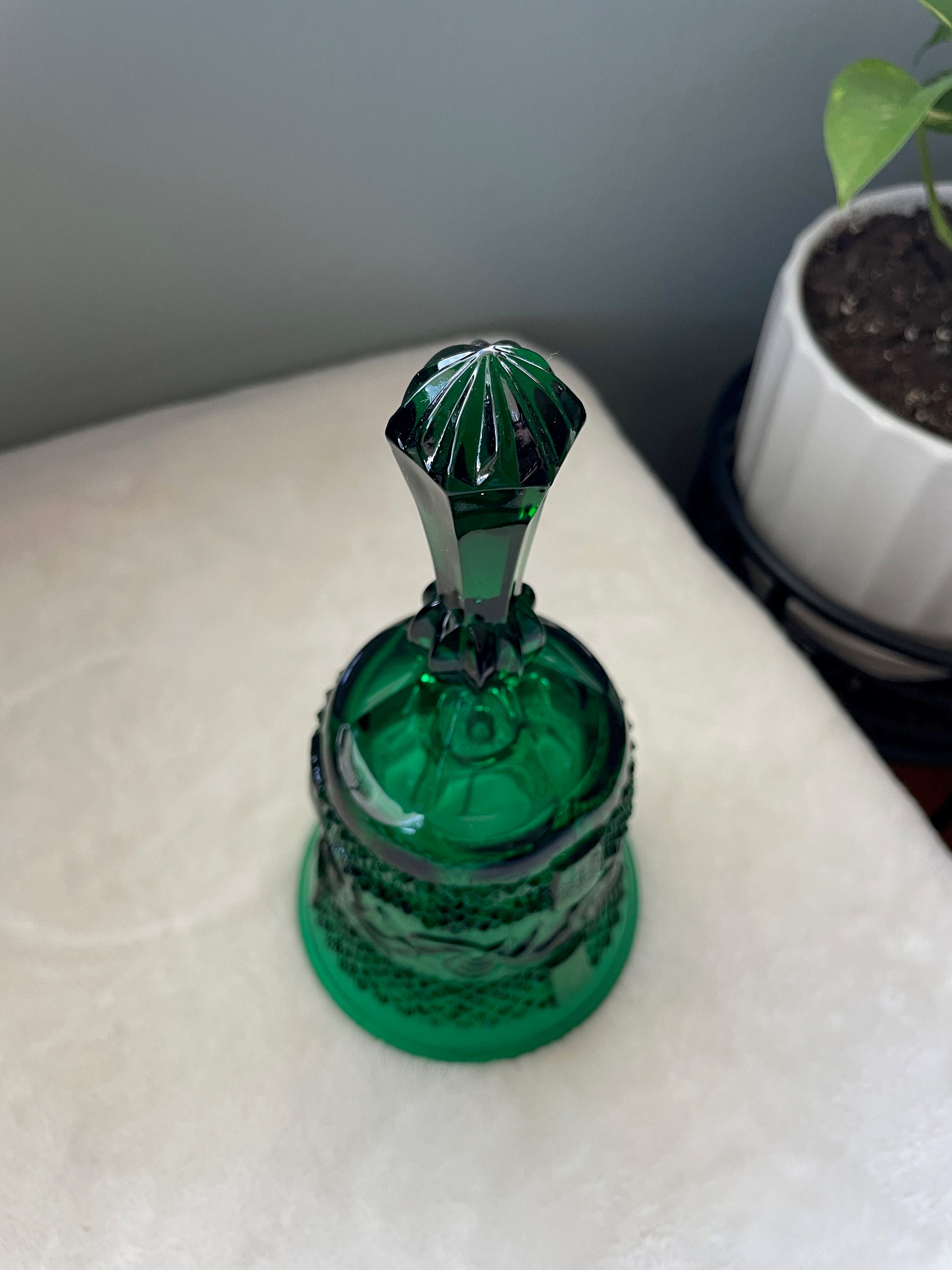 Vintage Emerald Green Glass Bell - Etsy