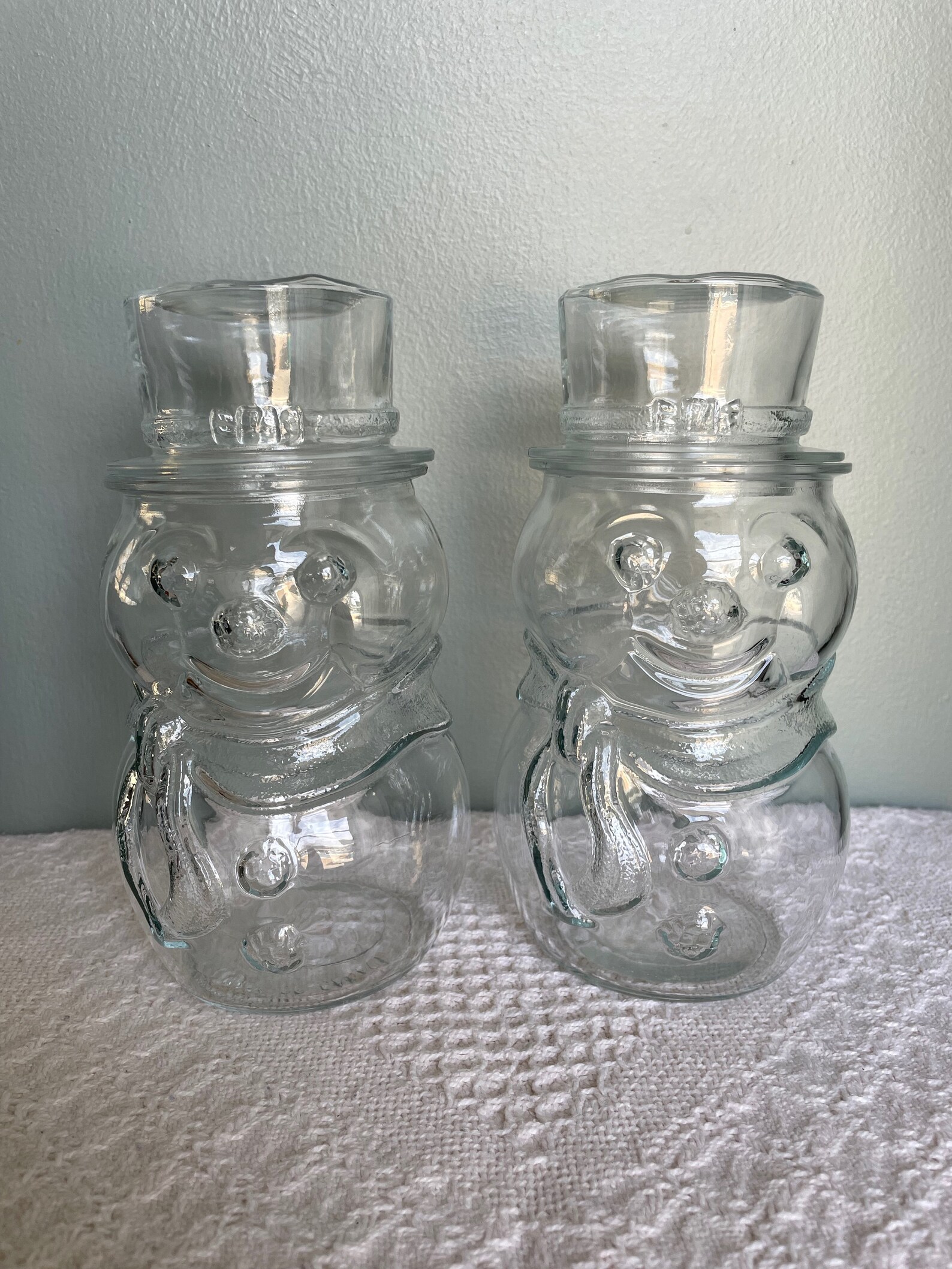 Set of Vintage Libbey Glass Snowman Jars - Set of 2 - Etsy