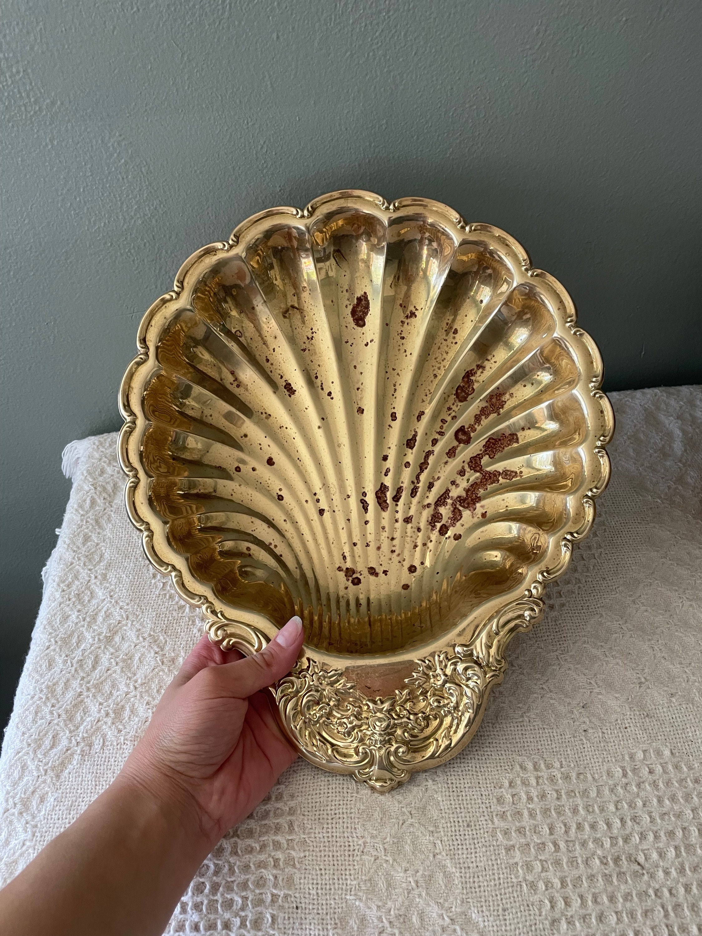 Large Vintage Brass Shell Bowl/dish - Etsy