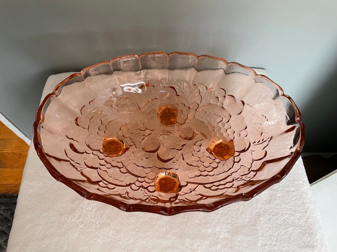 Vintage Indiana Glass Harvest Grape Pattern Oval Footed - Etsy