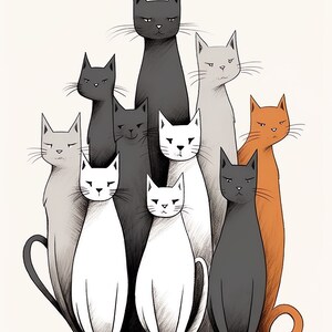 Simple Cat Poster Home Decoration for Wall, Art, Wall Art, Home Decor ...