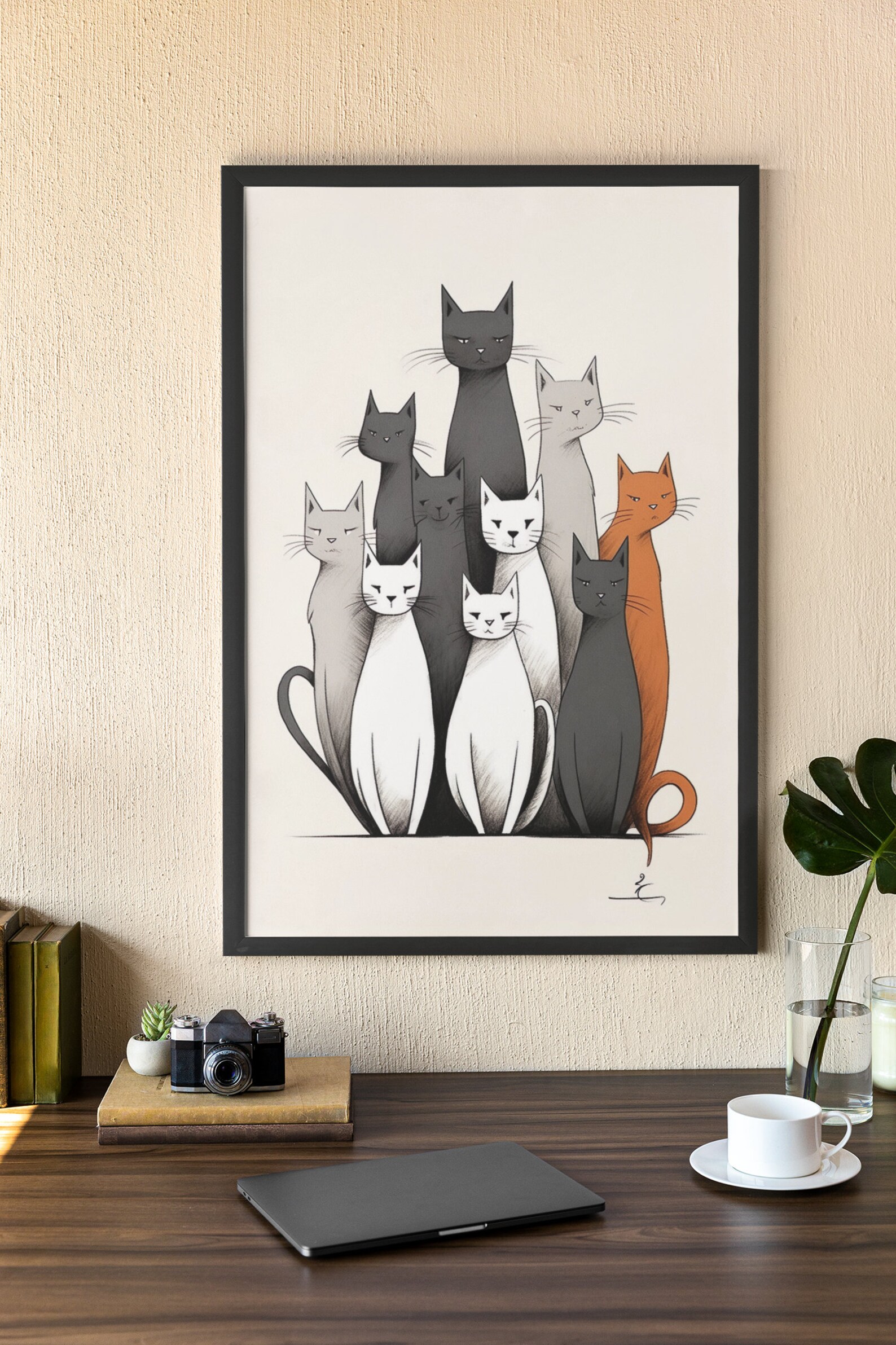 Simple Cat Poster Home Decoration for Wall, Art, Wall Art, Home Decor ...