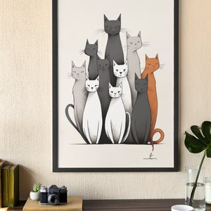 Simple Cat Poster Home Decoration for Wall, Art, Wall Art, Home Decor ...