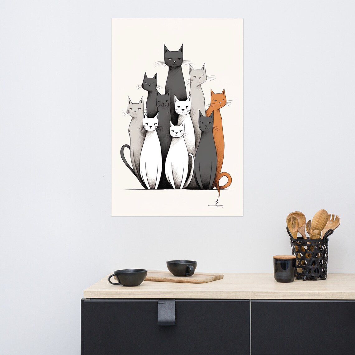 Simple Cat Poster Home Decoration for Wall, Art, Wall Art, Home Decor ...