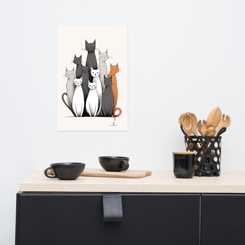 Simple Cat Poster Home Decoration for Wall, Art, Wall Art, Home Decor ...